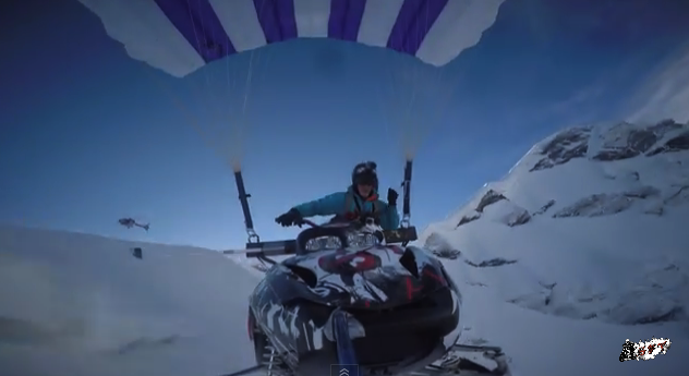 Video: StuntFreaksTeam Flying Snowmobile Off Mountain